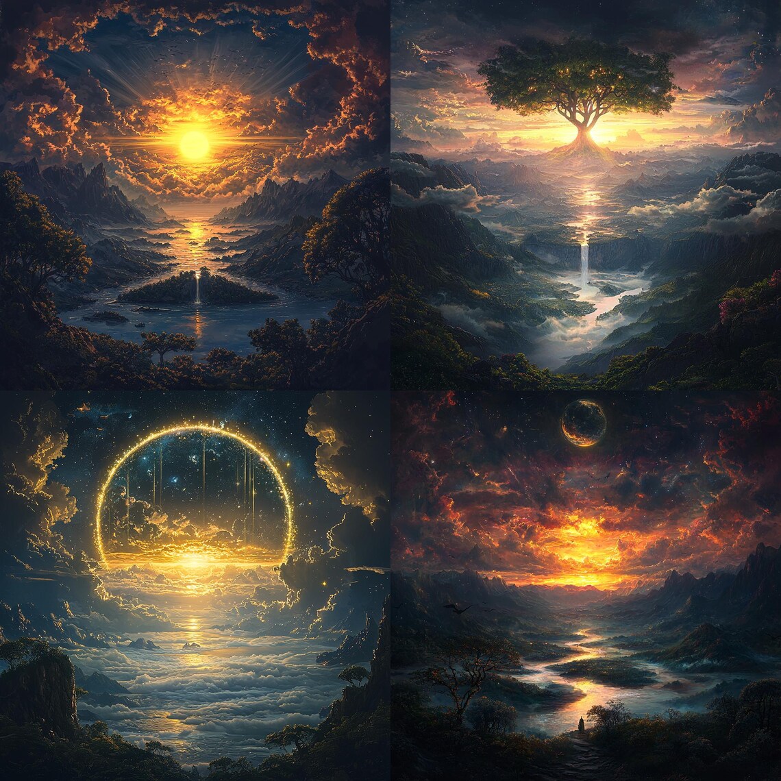 24 Enchanted Cosmic Horizon Clipart, Celestial Sun and Moon Digital Art ...