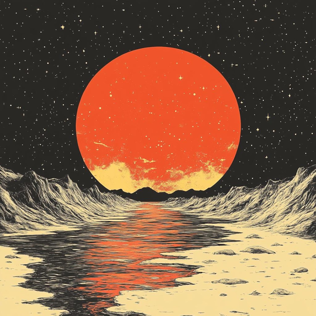 24 Vintage Sunset Clipart, Retro Style Sun Illustration, Night Sky Art ...