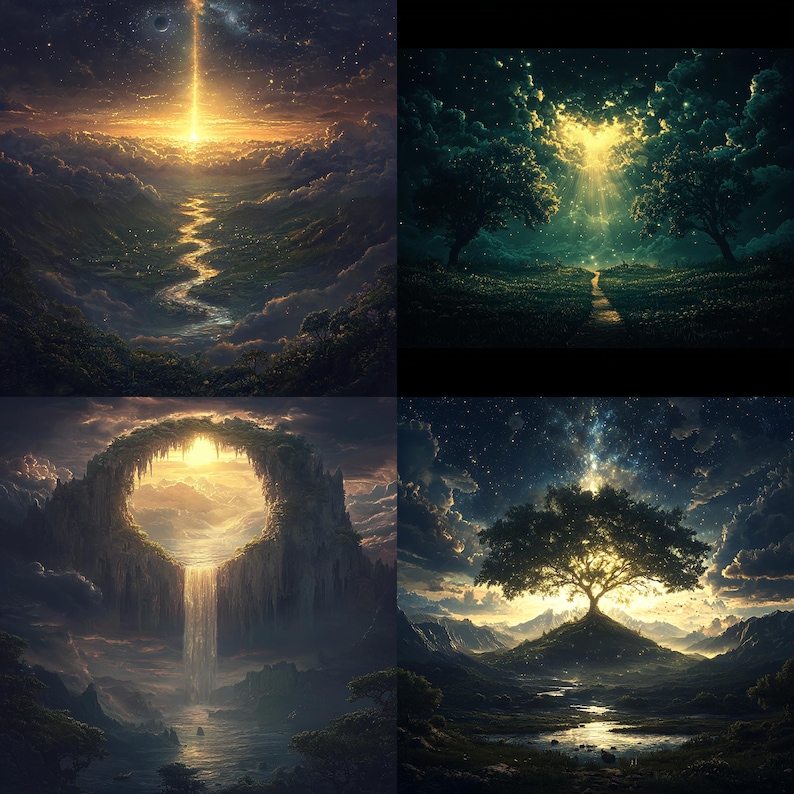 24 Enchanted Cosmic Horizon Clipart, Celestial Sun and Moon Digital Art ...
