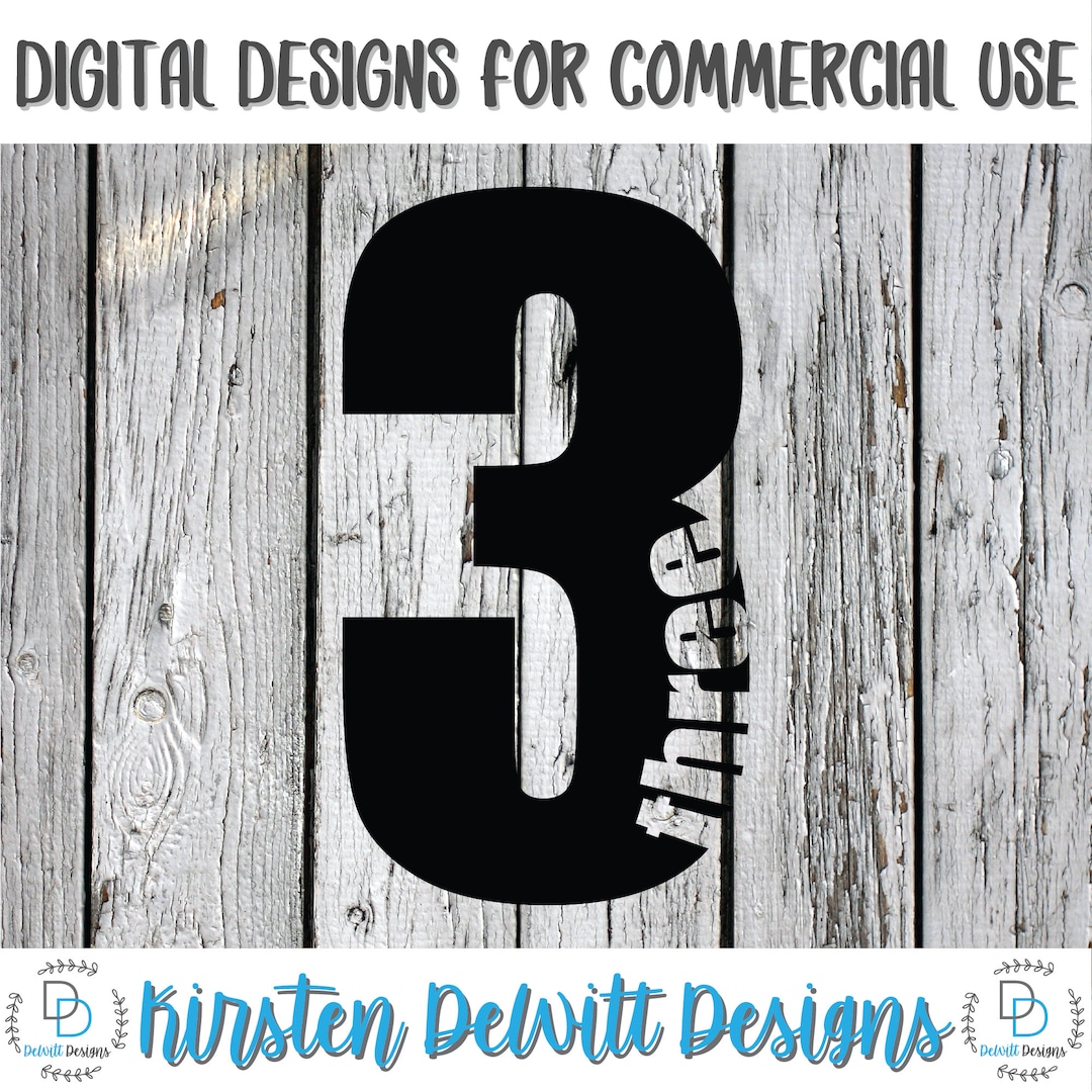 SVG, PNG, DXF Cut File, Three, 3rd Birthday, Third Birthday, Number ...
