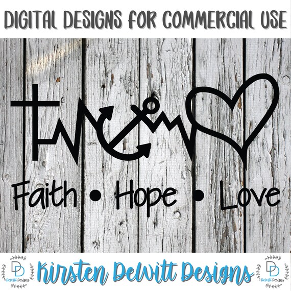 SVG PNG DXF Cut File Faith Hope Love Silhouette Cut File | Etsy Canada
