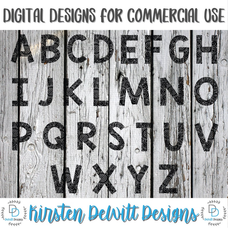 SVG PNG DXF Cut File Mandala Letters Silhouette Cut File - Etsy