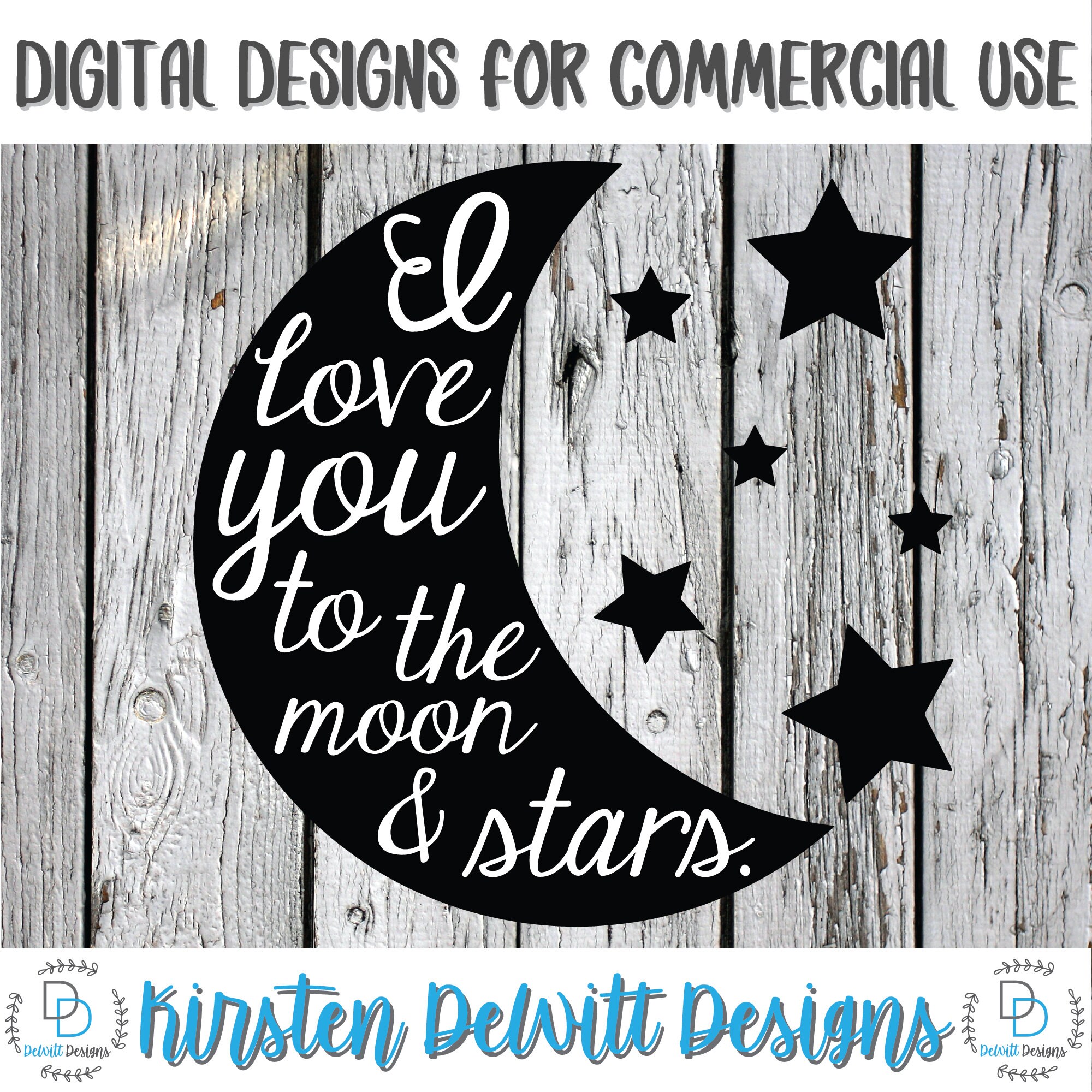 SVG PNG DXF Cut File Love you to the moon and stars | Etsy
