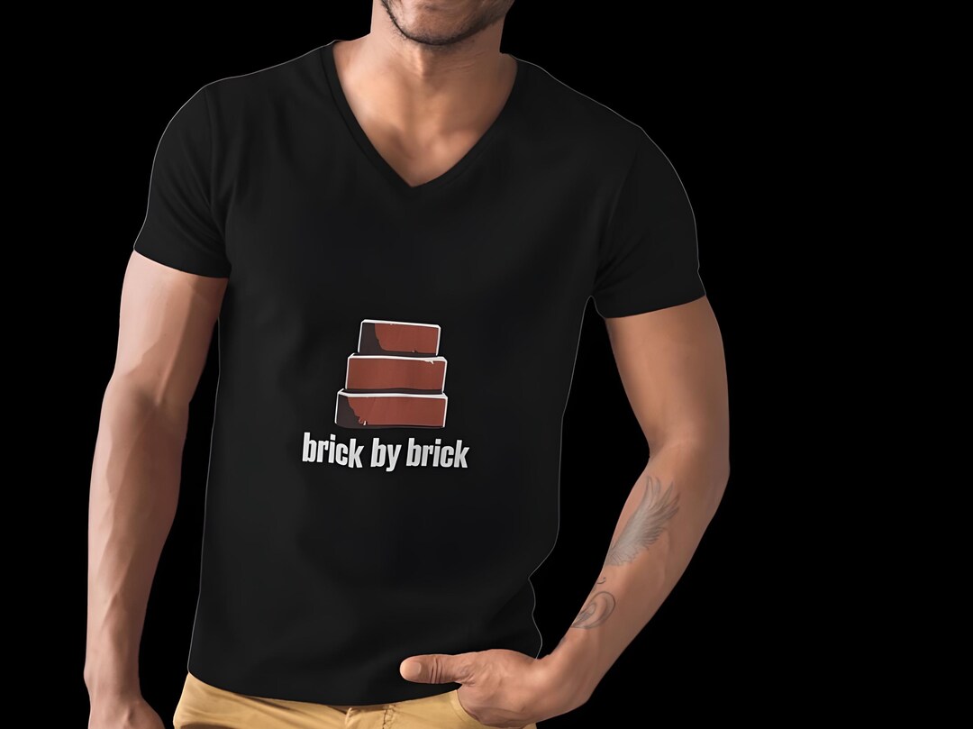 Minimalist Brick by Brick Tee, Stacked Bricks Design, Unisex Heavy ...