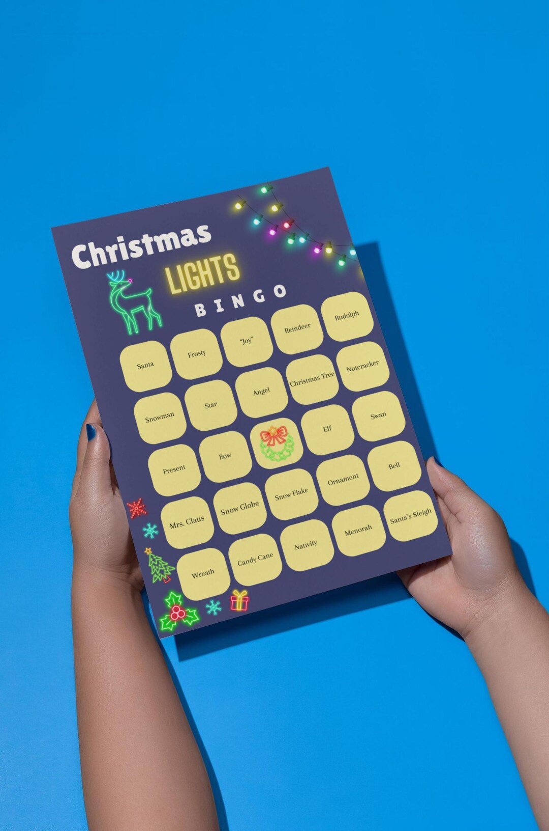 Christmas Lights Bingo Card, Printable Bingo, Kids Activity, Christmas ...
