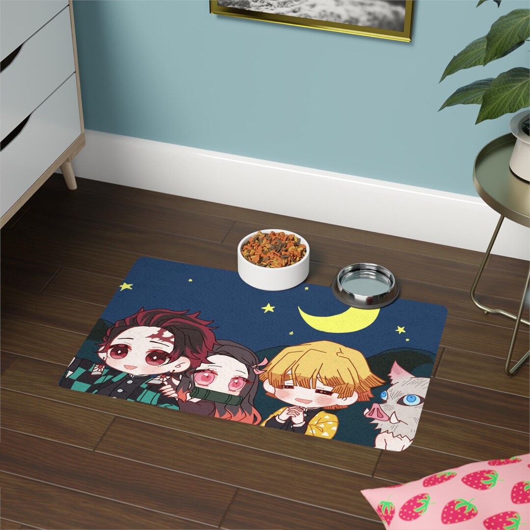Cute Anime Pet Food Mat, Fun Animal Feeding Station, Unique Anime Pet ...