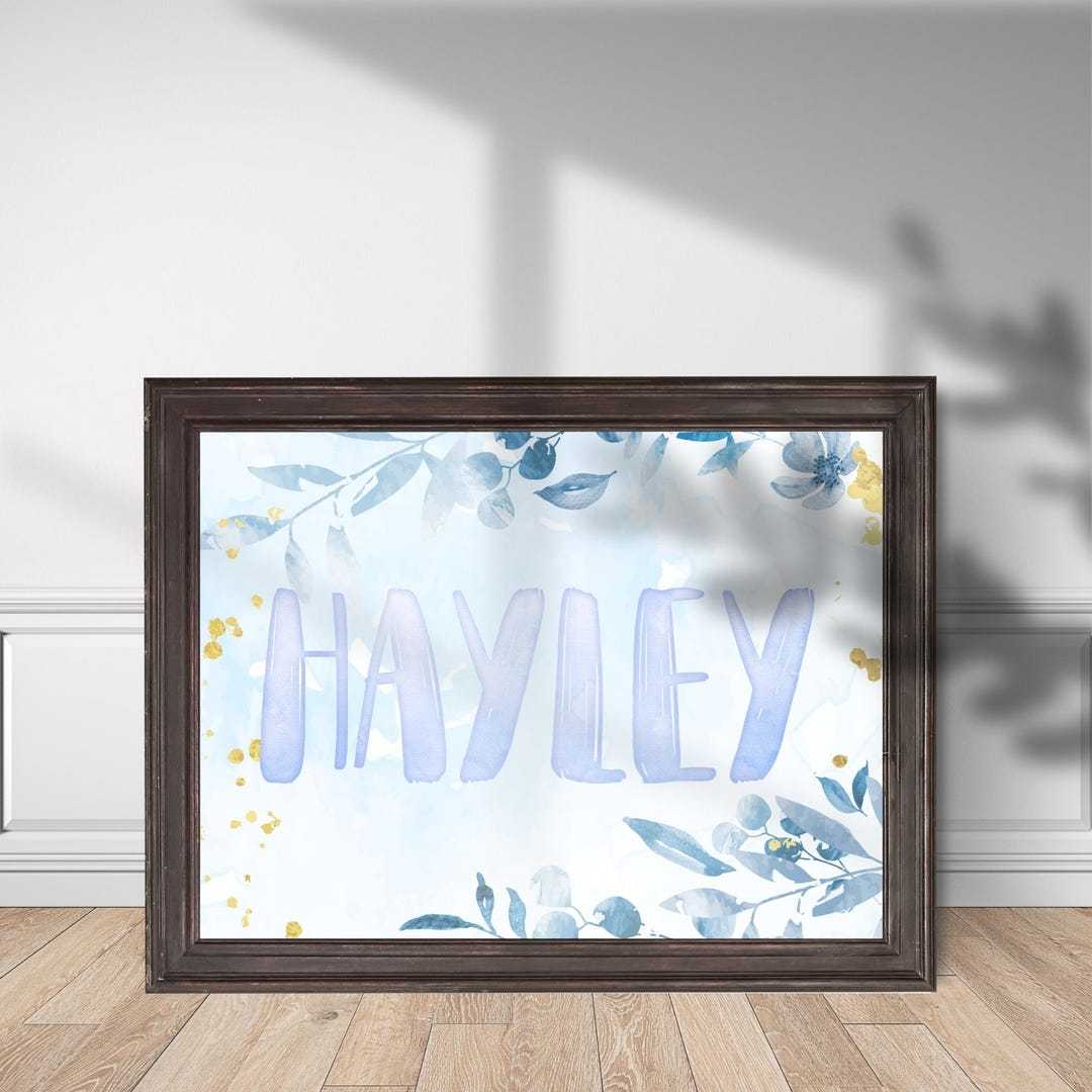 BLUE Custom Printable Name Wall Art A3 – Watercolour Uppercase Letters ...