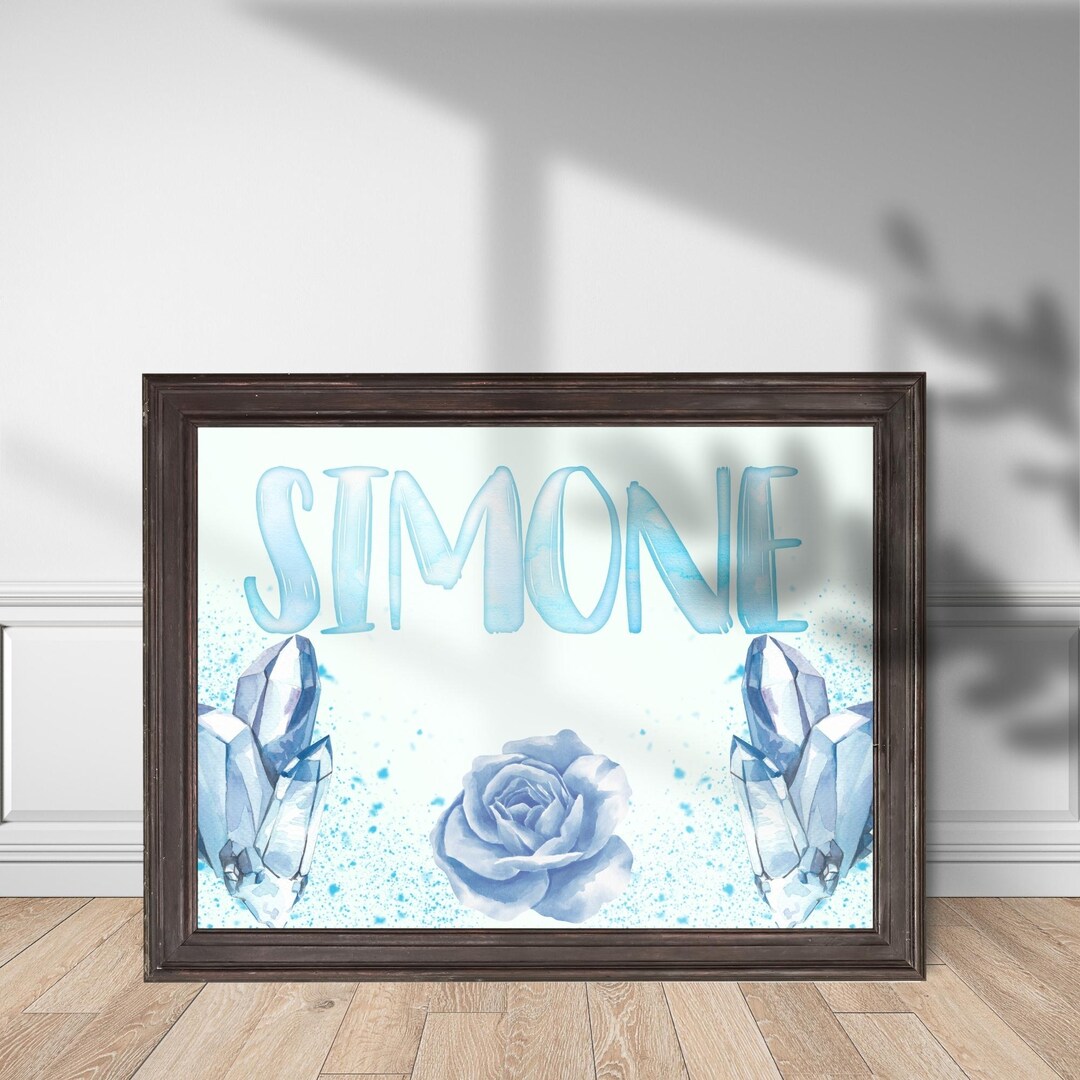 AQUA BLUE Custom Printable Name Wall Art A3 – Watercolour Uppercase ...