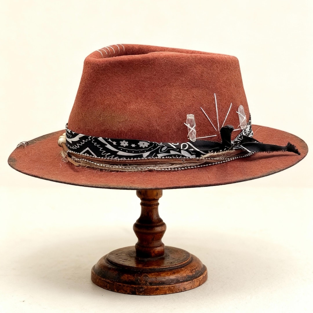 Personal Wool Felt Fedora Hat, Distressed Bespoke Hat, Hut Herren ...