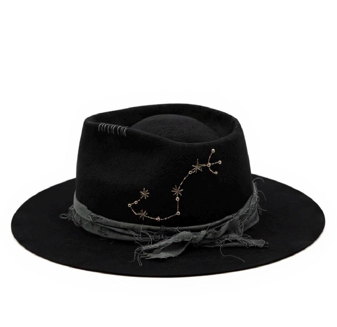 Fedora Horoscop Wool Felt Fedora – Star Constellation Design – SCORPIO ...