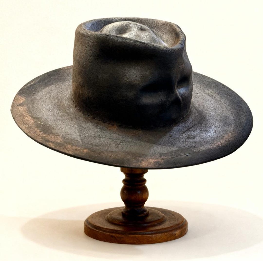 Wide Brim Fedora Double Skull Men – Wool Felt Fedora Hat Leather Effect ...