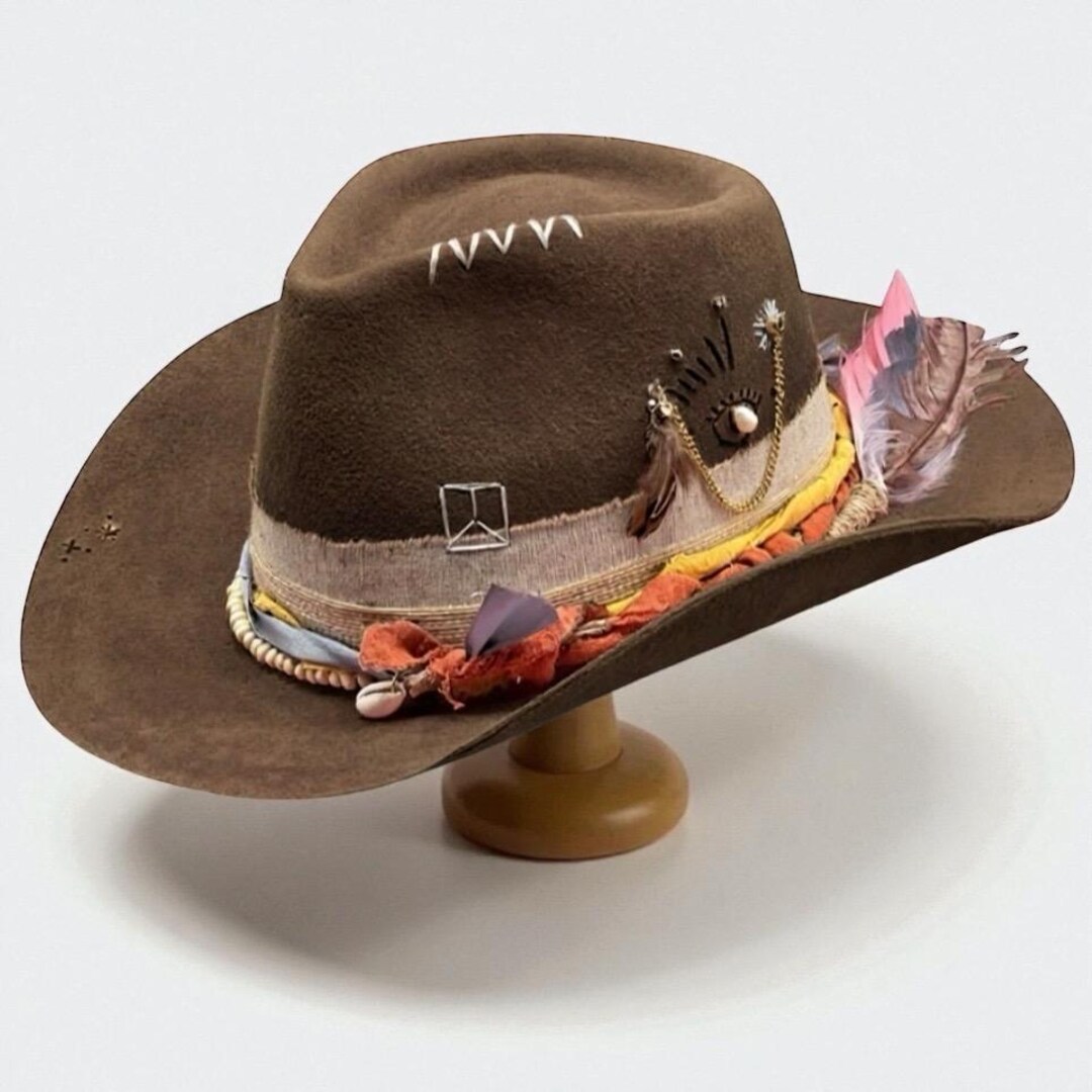 Fedora Custom Fedora Hat — Brown Alive – Pink Felt Cowboy Hat | Western ...