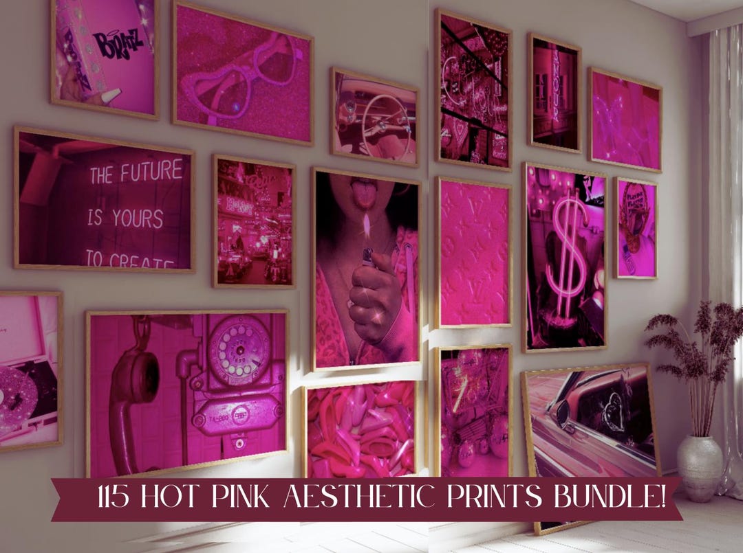 115 Hot Pink Y2K! | Retro Aesthetic | Digital Collage | Aesthetic Decor ...