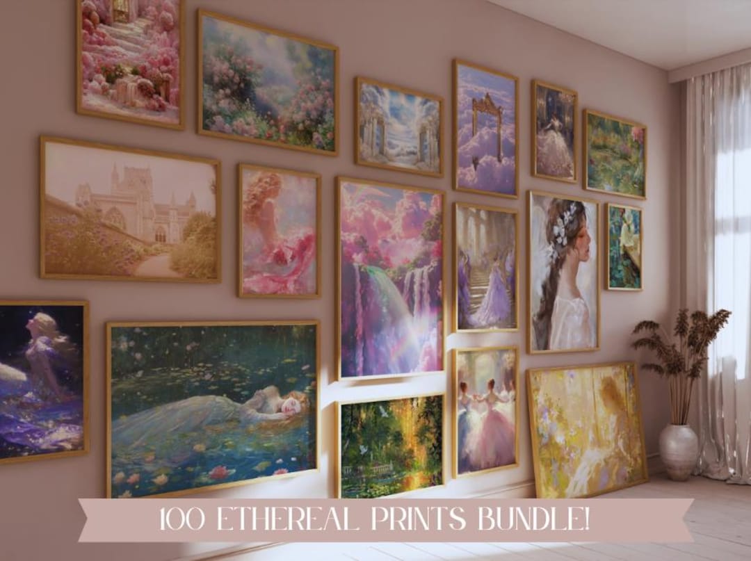 100 Ethereal Wall Art | Dreamy Collage Kit With Soft Pastel Tones ...