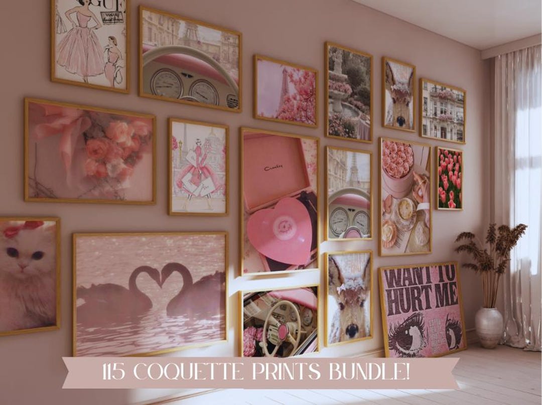 115 Coquette Light Pink Wall Art! | Soft Aesthetic Collage Kit ...