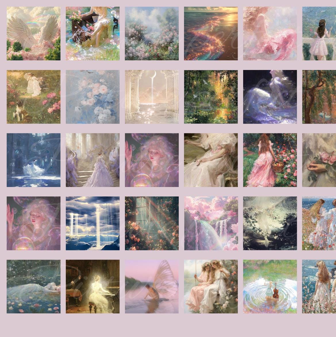 100 Ethereal Wall Art | Dreamy Collage Kit With Soft Pastel Tones ...