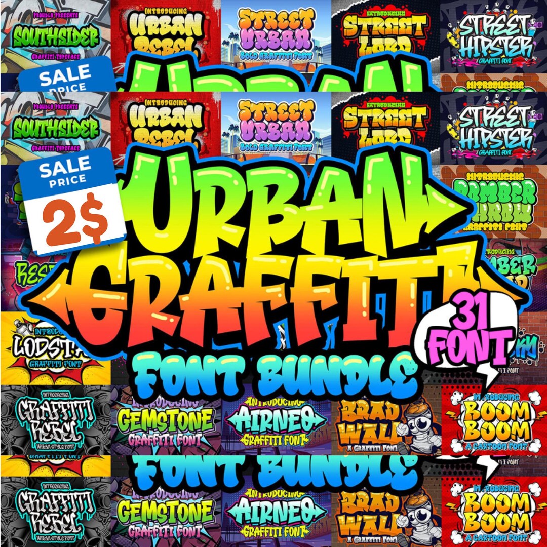 31 Graffiti Font Bundle Graffiti Fonts Graffiti Designs Font Bundle ...