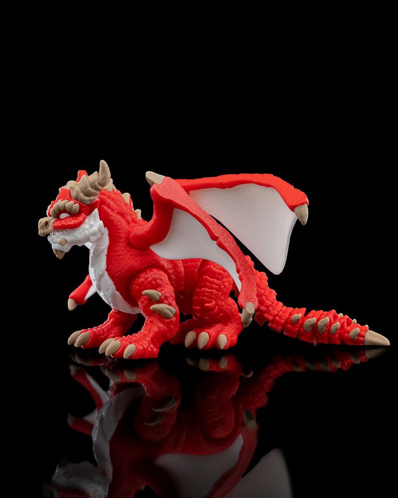 Red Elemental Dragon Figurine Fantasy Collectible, Hand-painted ...