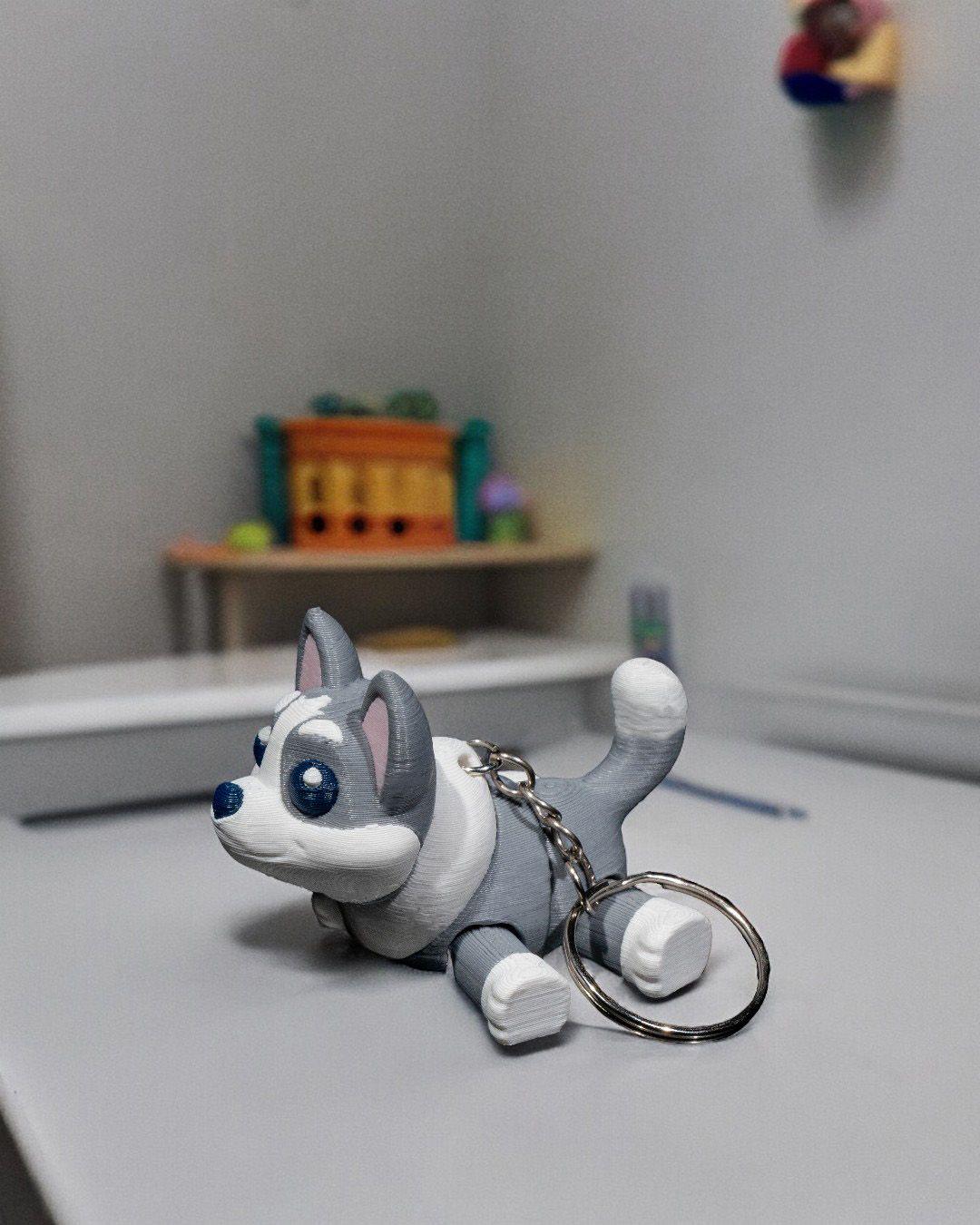 Articulated Husky Keychain Unique 3D Printed Dog Lover Gift, Cute Pet ...