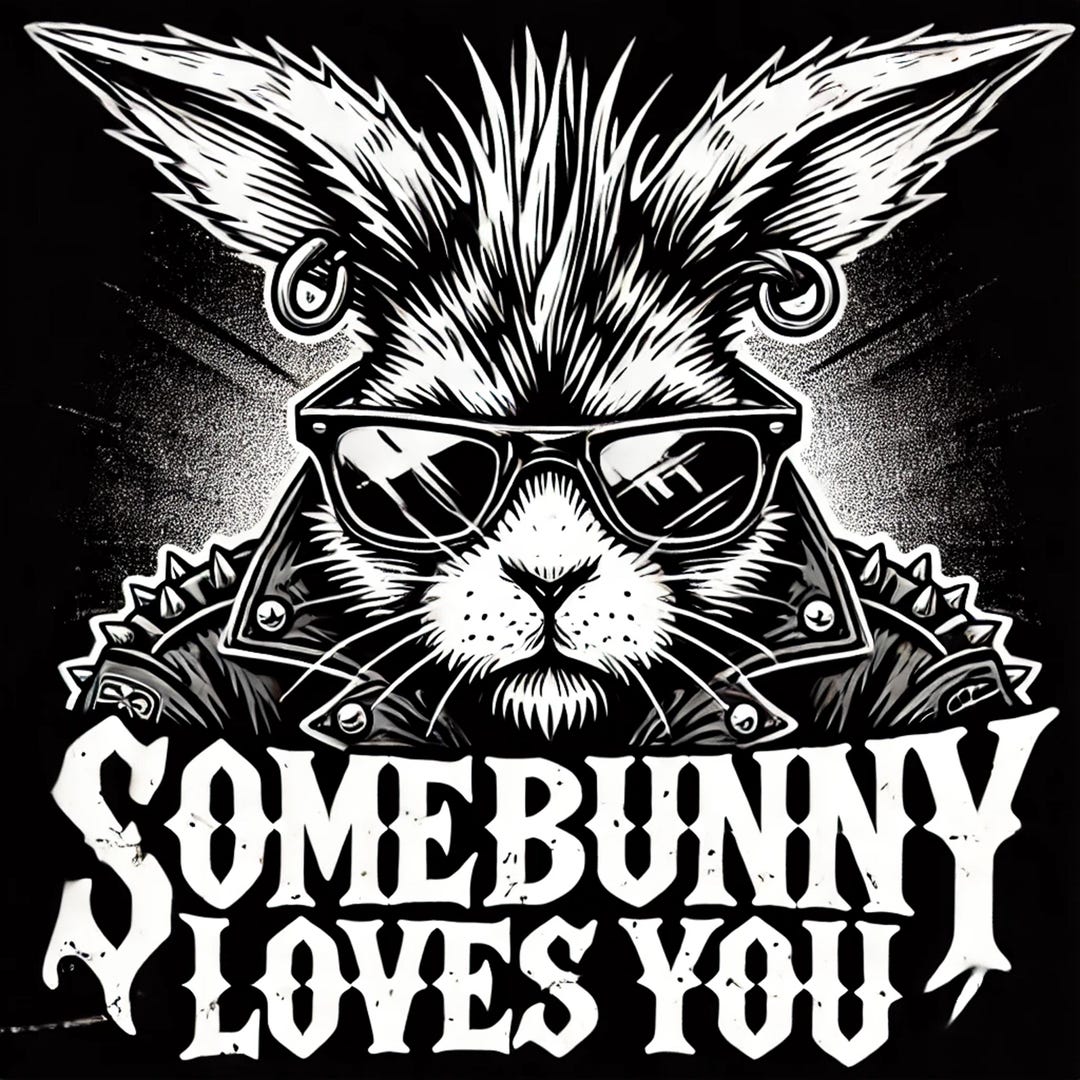 Rock and Roll Bunny PNG | Punk Rabbit Clipart | Tattoo-style Bunny ...