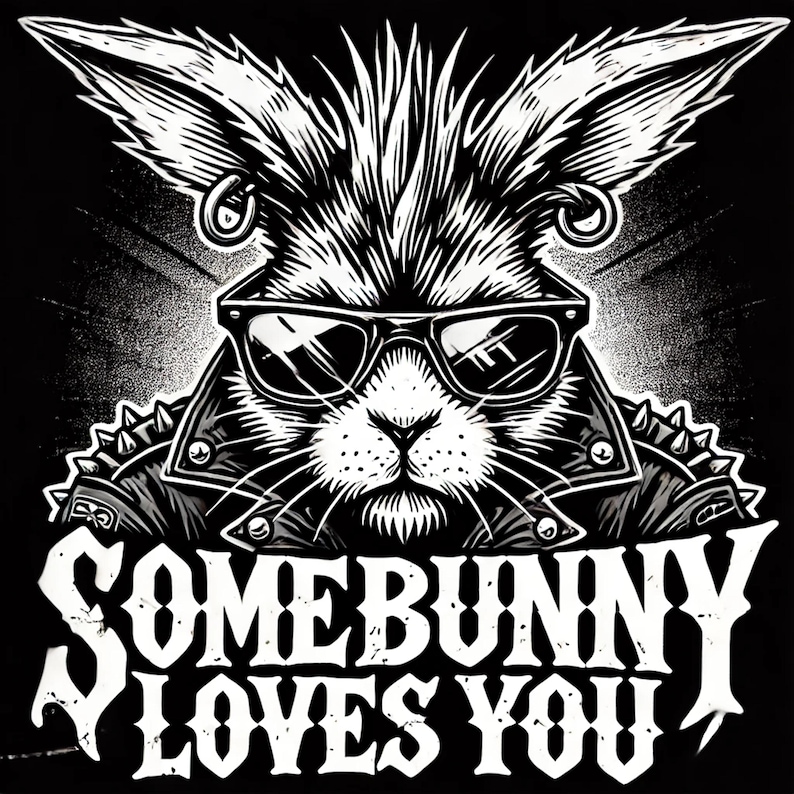 Rock and Roll Bunny PNG | Punk Rabbit Clipart | Tattoo-style Bunny ...