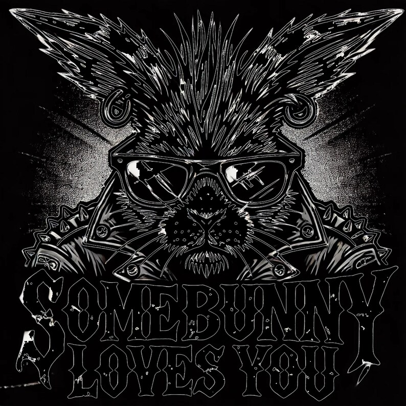 Rock and Roll Bunny PNG | Punk Rabbit Clipart | Tattoo-style Bunny ...