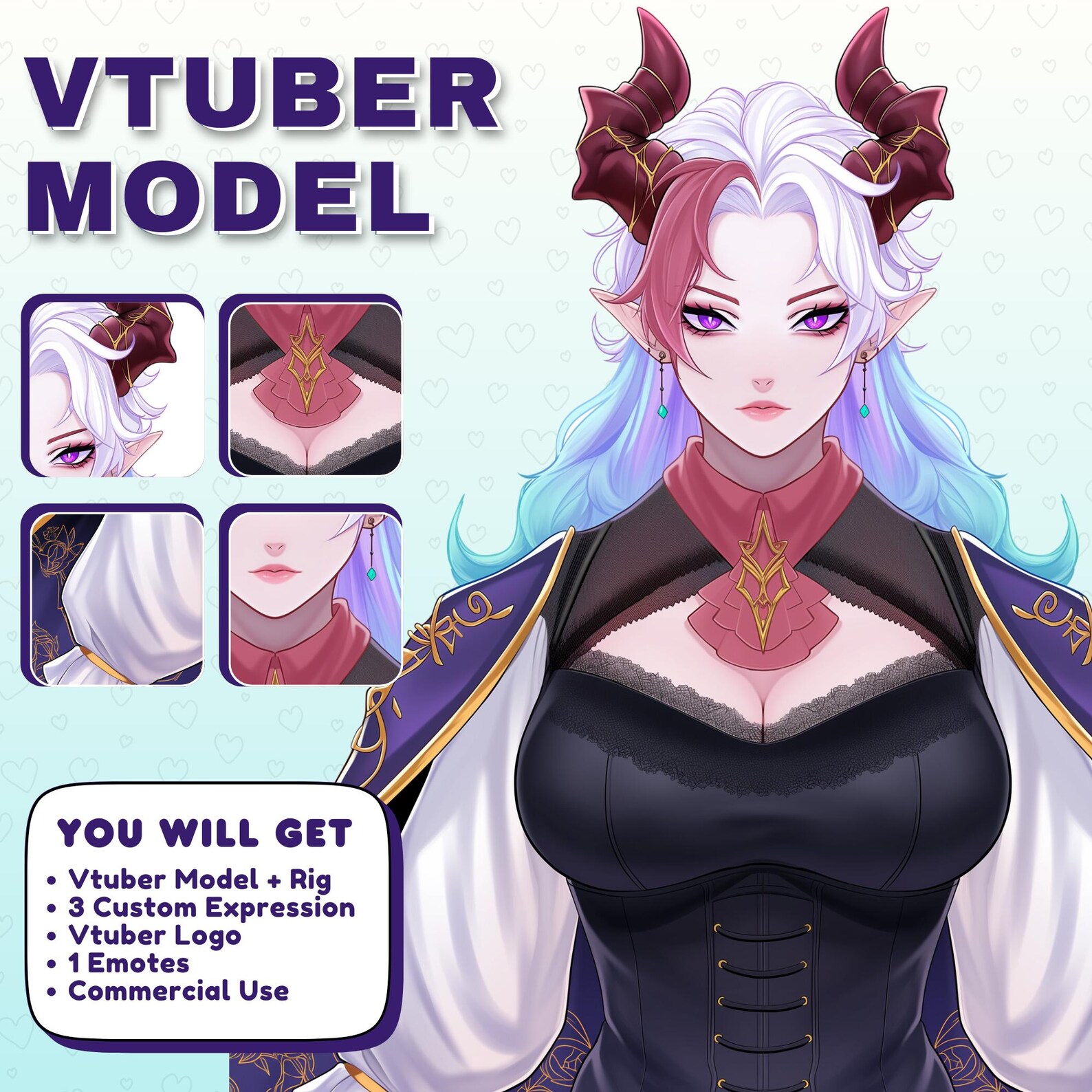 CUSTOM Vtuber Model for Commercial Use | Live 2D Vtuber Model | Vtuber ...