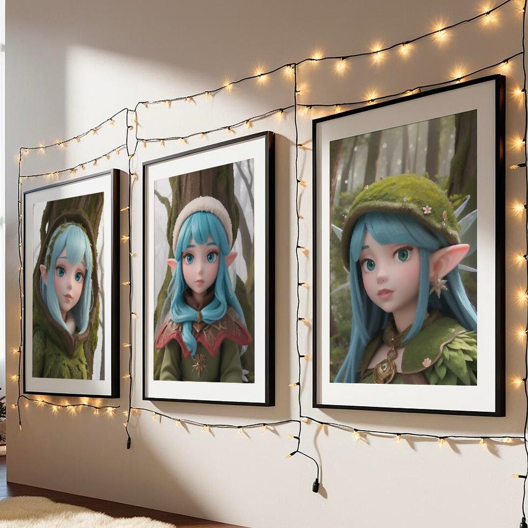 3 Fantasy Elf Wall Art Posters, Printable Interior Prints, Princess ...