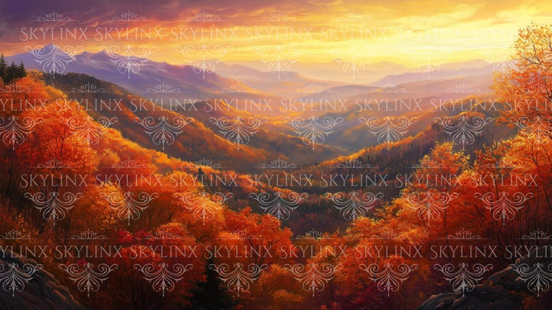 Autumn Mountain Overlook Digital Art for Frame TV - Vibrant Fall ...