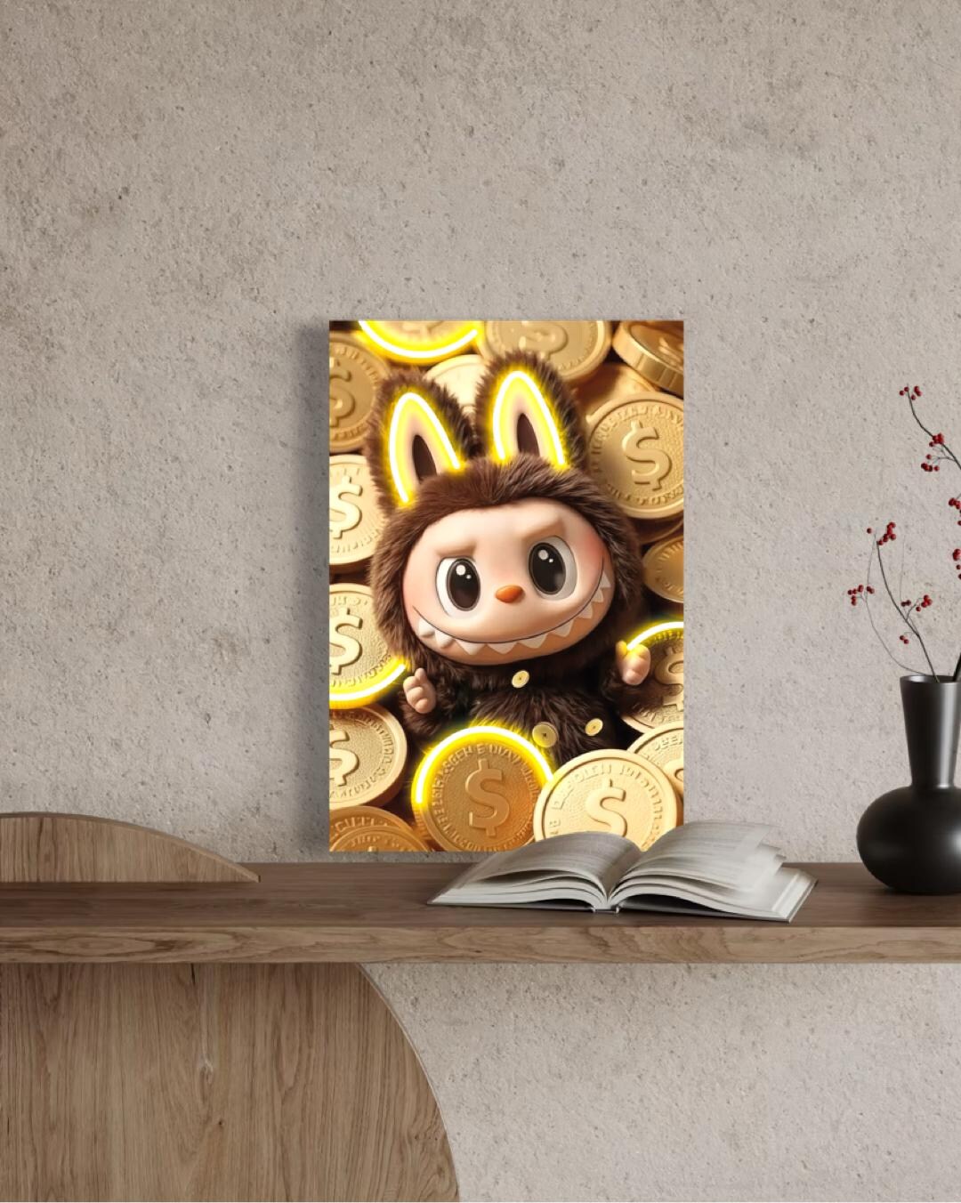 Labubu Neon Wall Decor | Glowing Anime Poster for Bedroom | Tokidoki ...