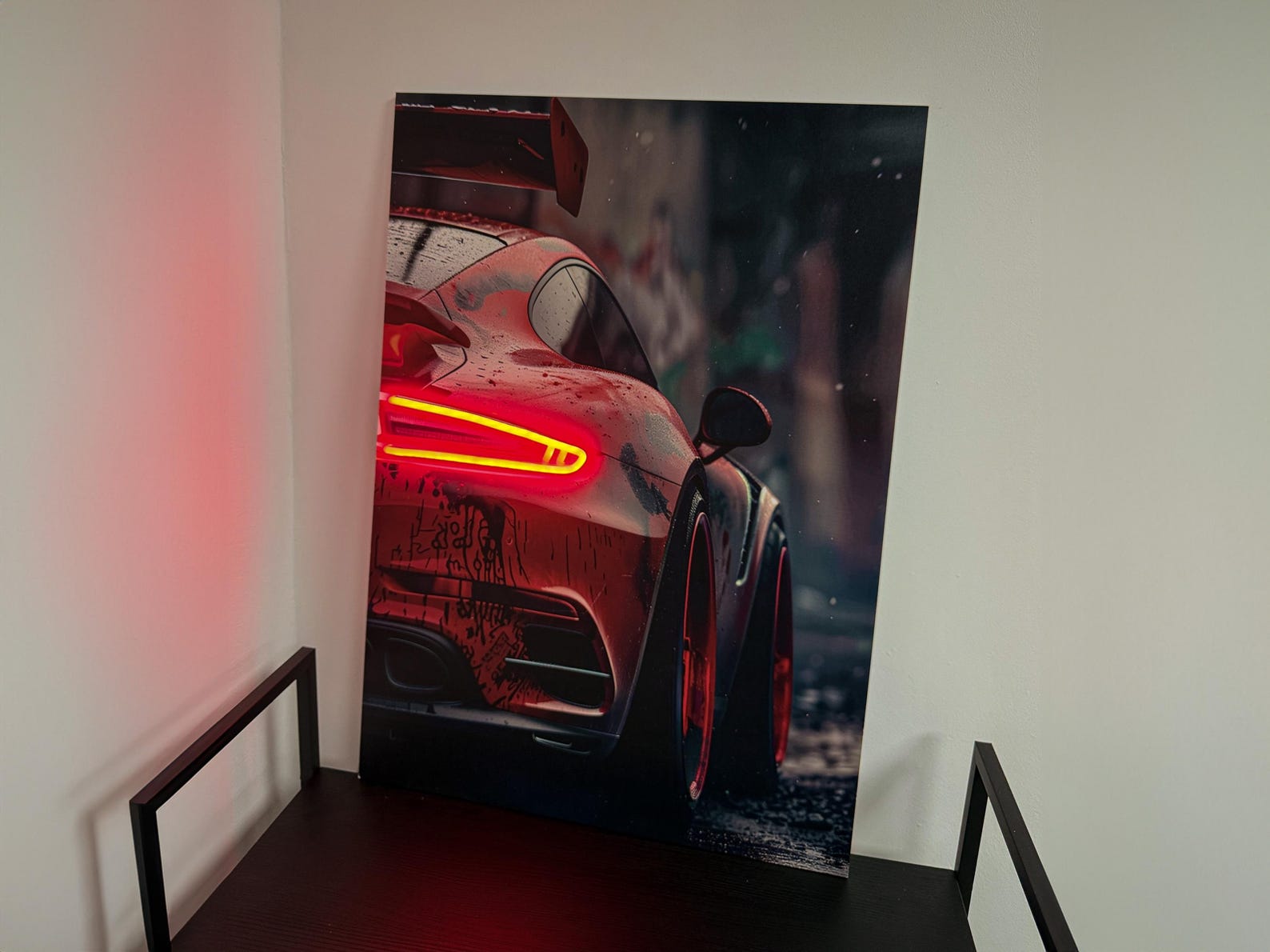 Poster With Neon Lights, Custom LED Wall Art, Automotive Decor, High ...