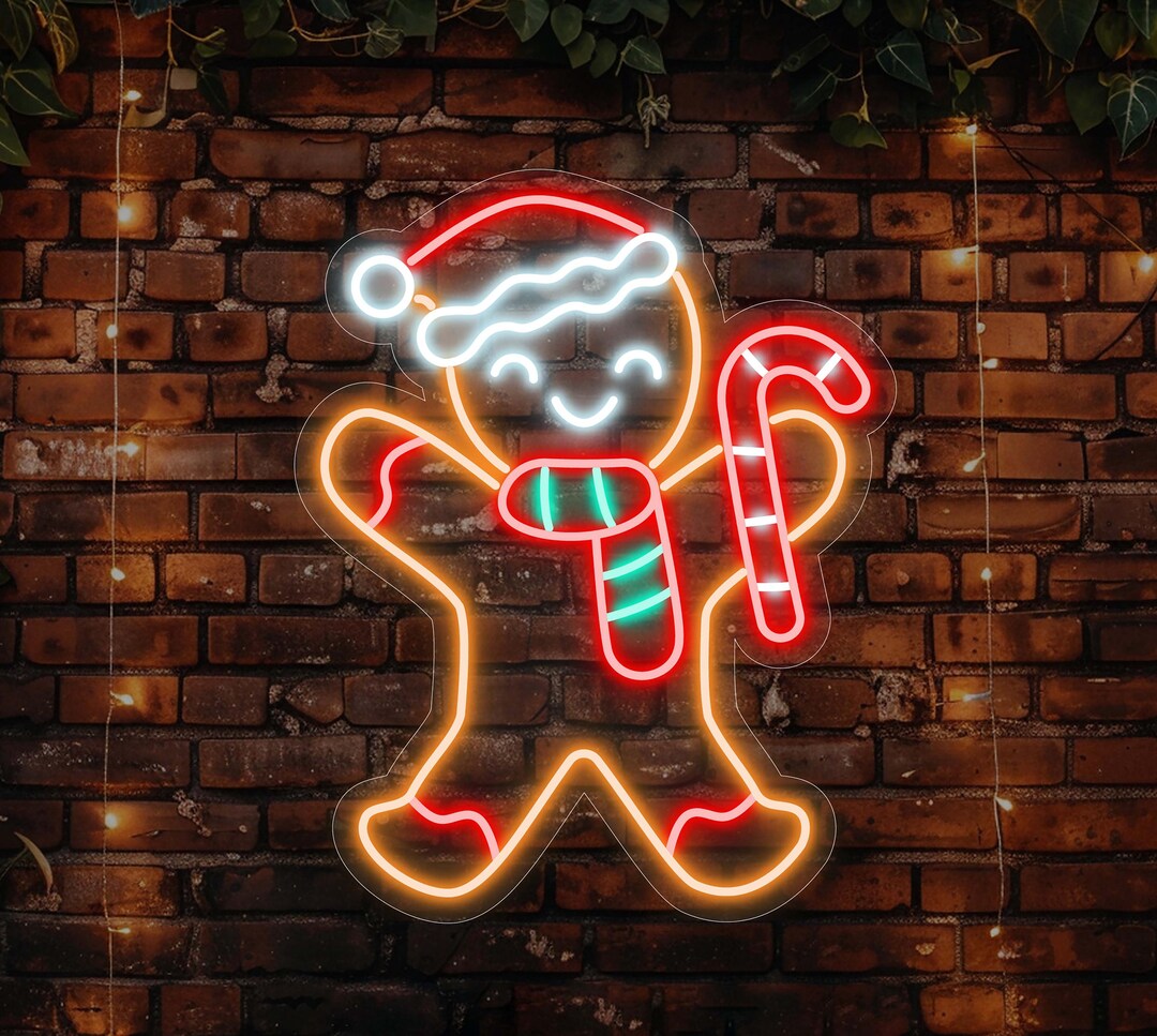 Christmas Neon Light Gingerbread Man, Holiday Home Decor Sign, LED ...