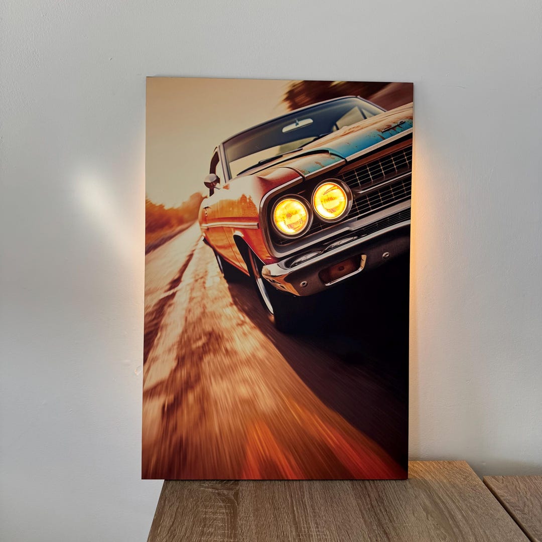 Vintage Car Neon Poster | LED Wall Art for Garage | Retro Sports Car ...