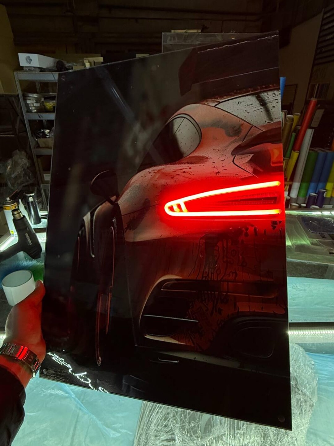 Poster With Neon Lights, Custom LED Wall Art, Automotive Decor, High ...