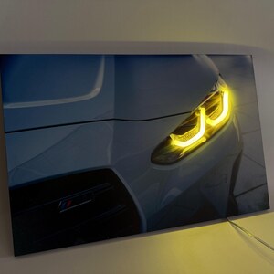 Neon Car Wall Art – LED Light Poster for Garage, Man Cave Decor, Racing ...