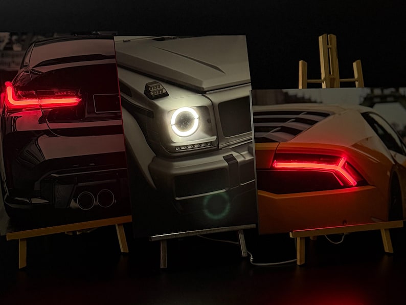 Automotive Poster With Neon Lights, PVC LED Wall Art, Custom Backlit ...