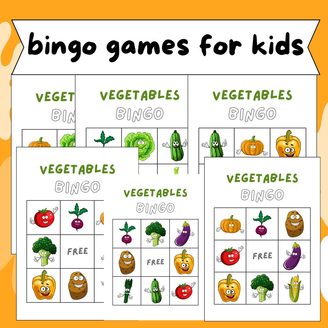 Vegetable and Fruit Bingo Game for Kids Printable 22 Pages A4 ...