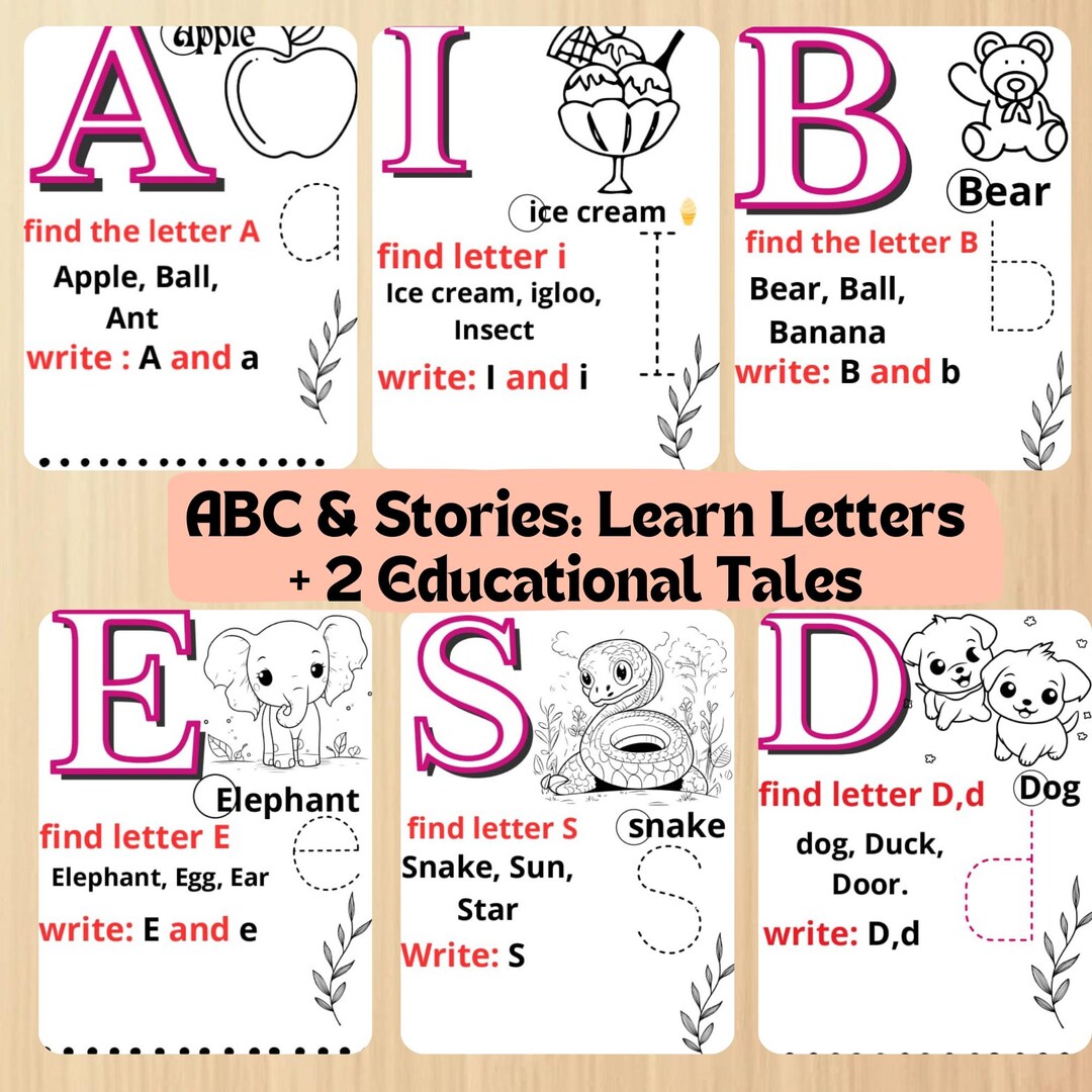2 Educational Stories + ABC Letter Learning Book for Kids , Instant ...