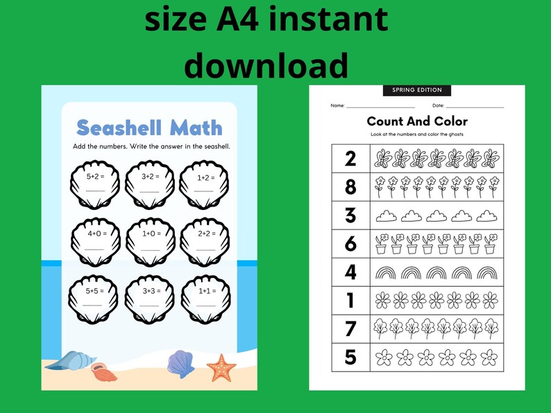 Math Worksheets - Printable - Instant Download - Addition - Subtraction ...