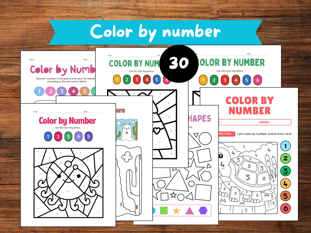 Pre K Color by Number Worksheets 30 Easy Learning Pages for Kids ...