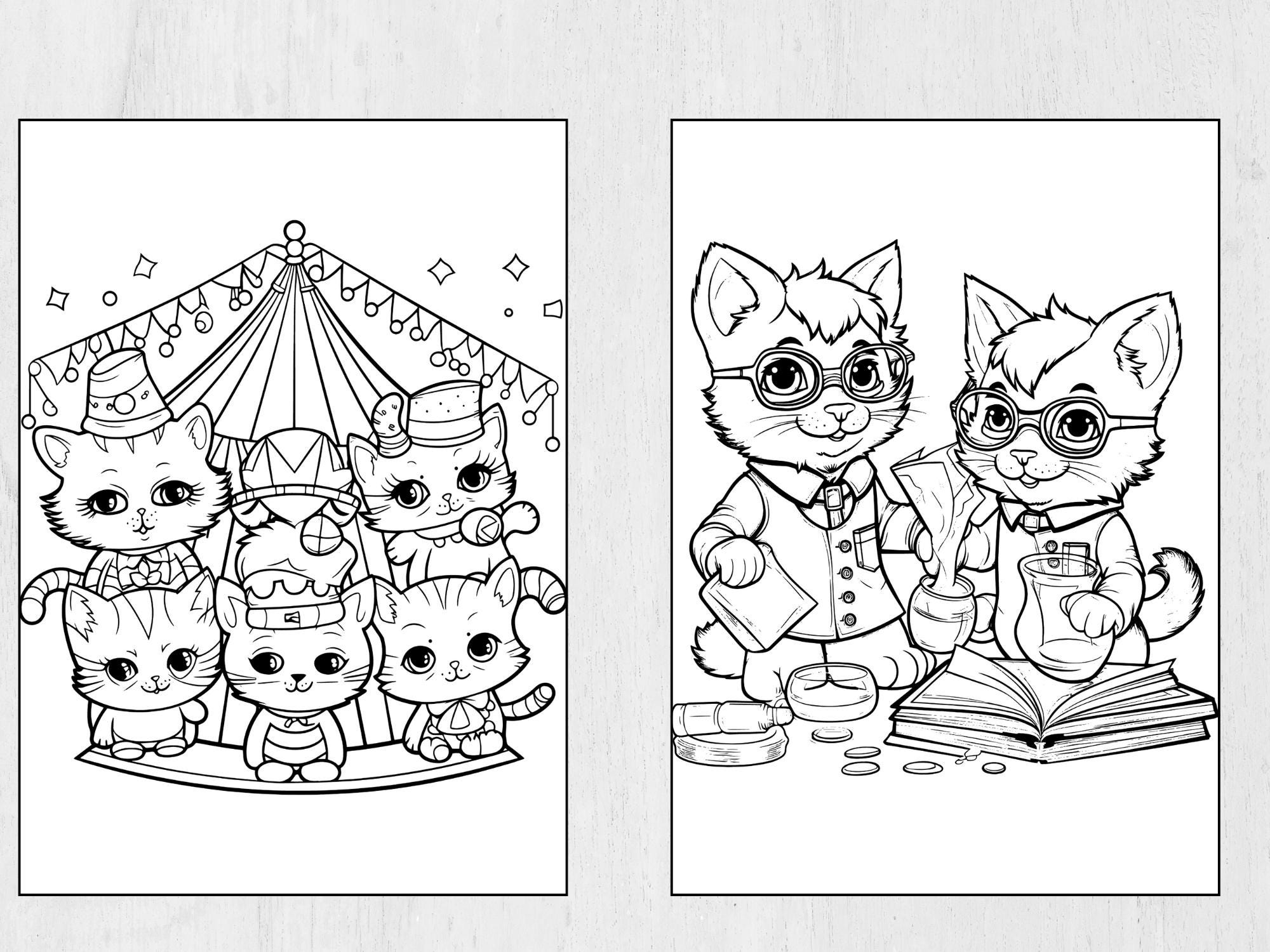 20 Cute Cats Coloring Pages for Kids Printable PDF Fun & Creative ...