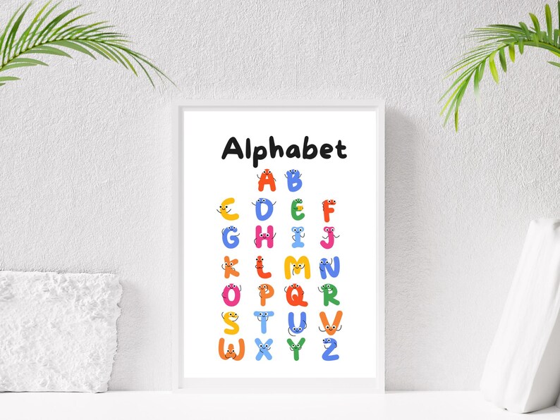 Alphabet Learning Chart Kids ABC Letters Preschool Kindergarten Poster ...