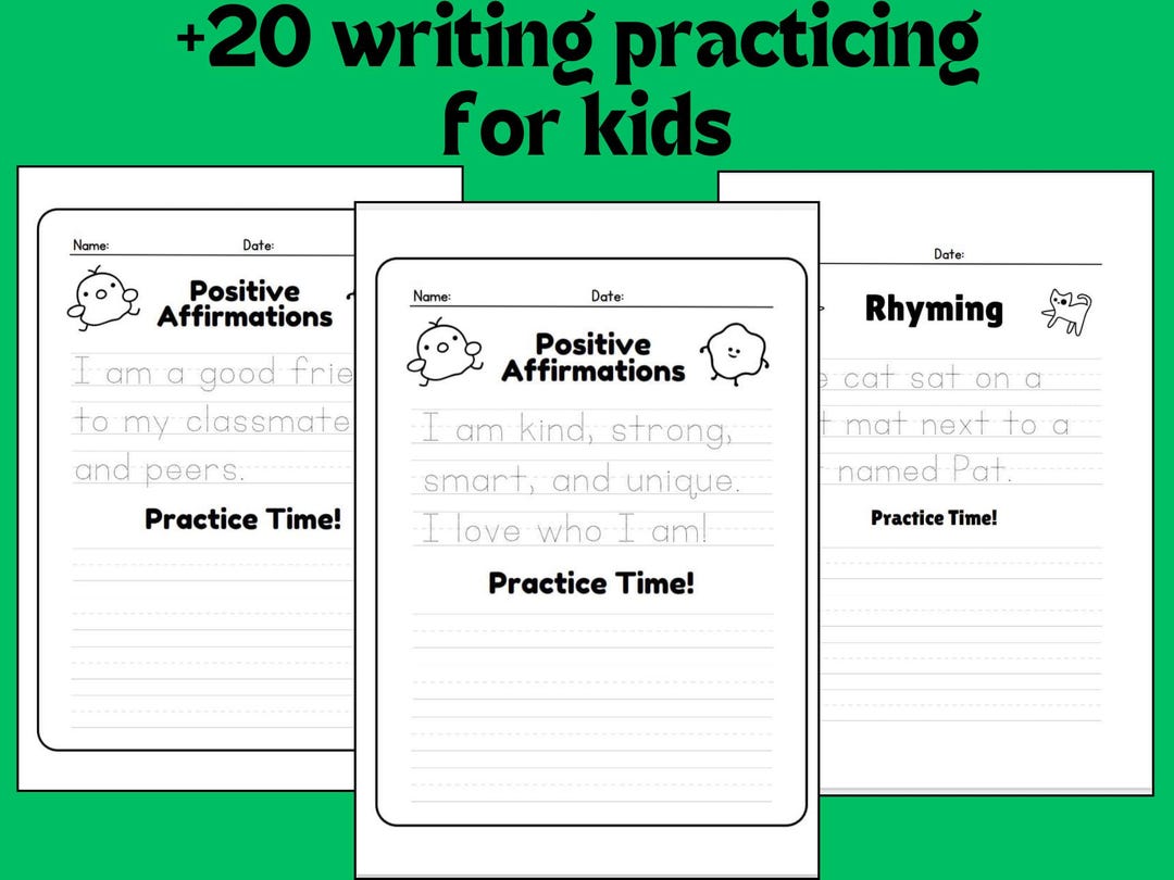 20 Printable Writing Practice Sheets for Kids - Days, Months & Positive ...
