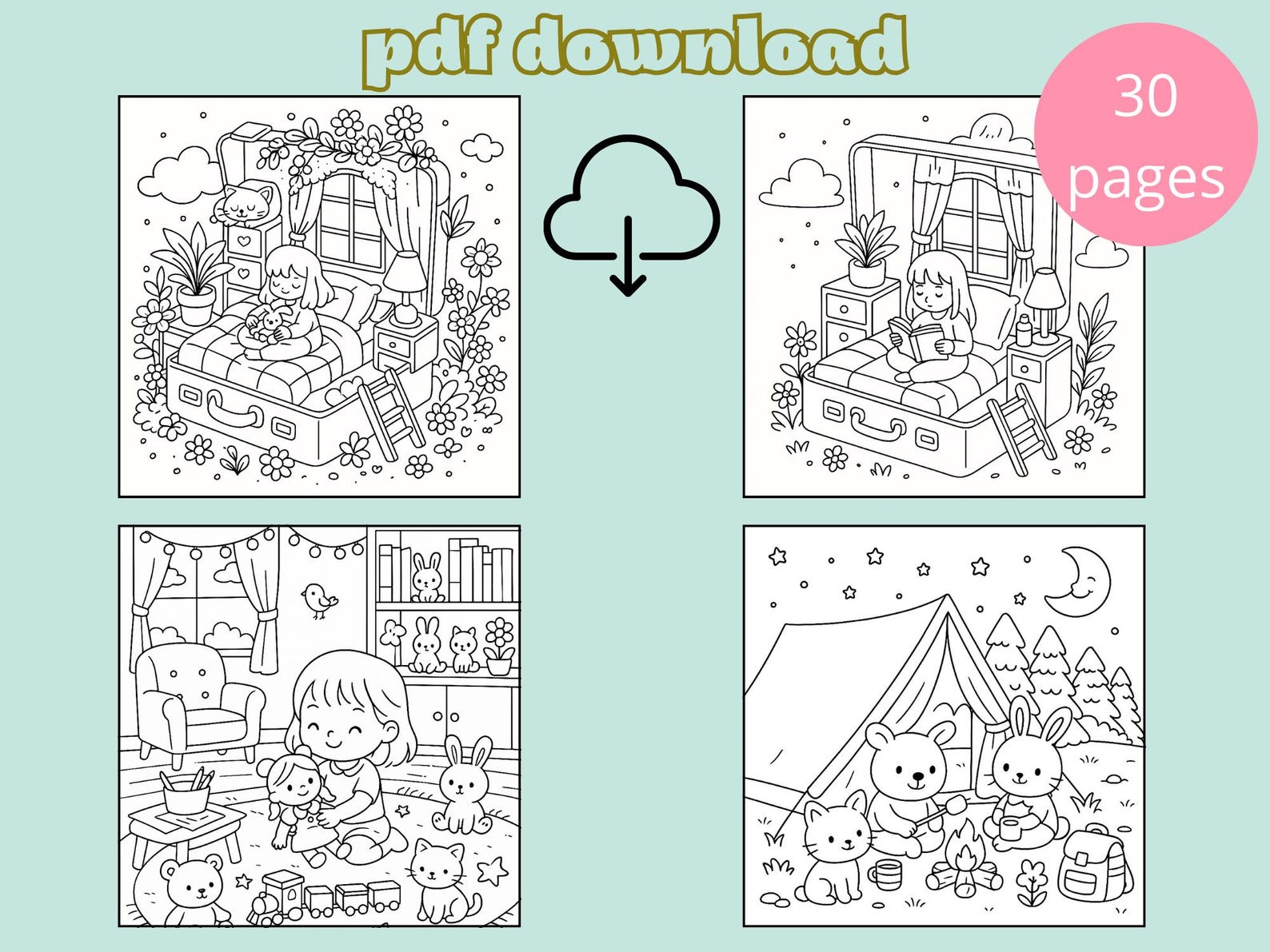 Little Corner Colouring Book, 30 Digital Colouring Pages, PDF Download ...