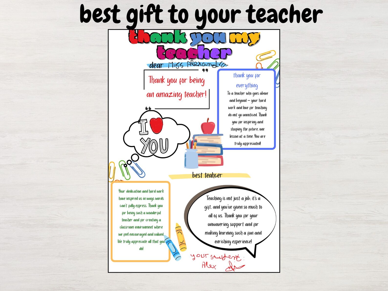 Teacher Thank You Printable PDF Kids Coloring and Writing Page Activity ...