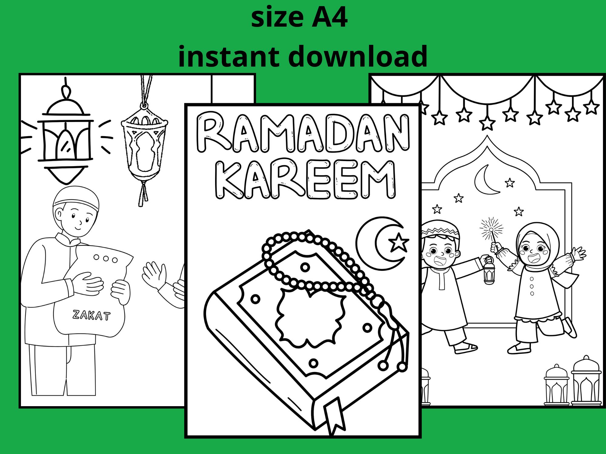 20 Ramadan Coloring Pages: Islamic Art Activity for Kids (digital ...