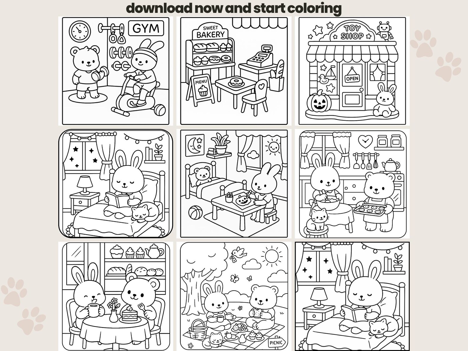 Little Corner Colouring Book, 30 Digital Colouring Pages, PDF Download ...