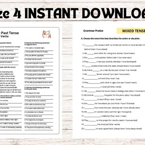20 Pages English Tenses Exercises for Kids & Adults - Printable PDF ...