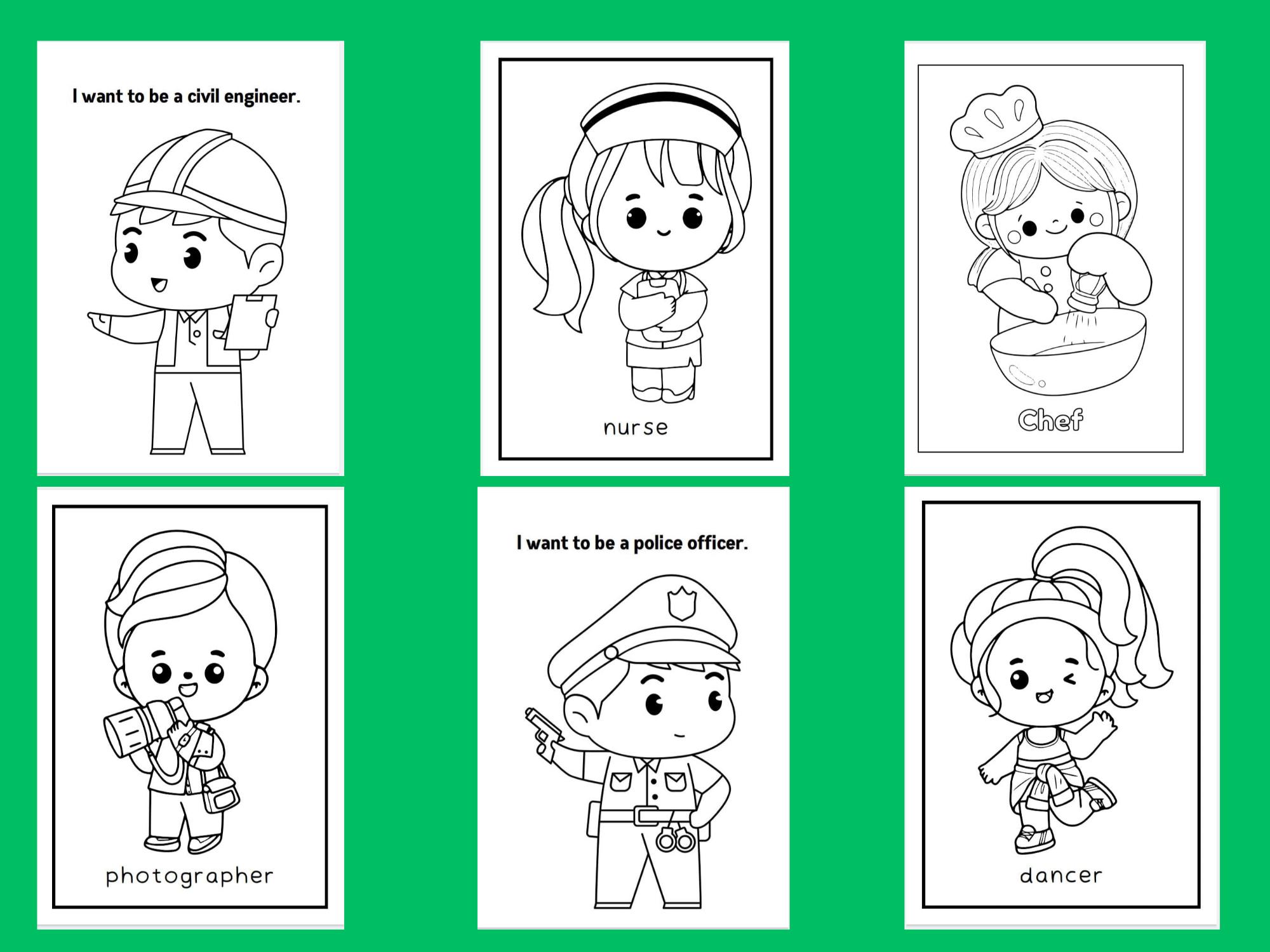 Community Helpers Coloring Pages - 40 Printable Job Career Day Coloring ...