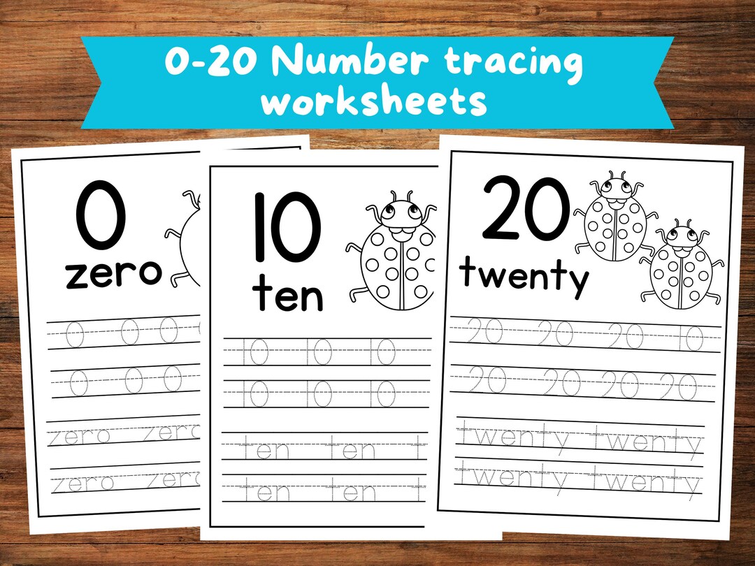 20 Number Writing Worksheets, Printable Numbers Tracing, Preschool ...